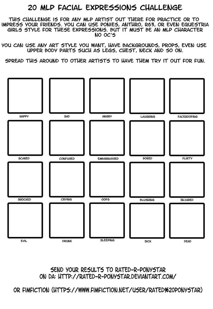 #645735 - safe, artist:rated-r-ponystar, 20 mlp facial expressions ...