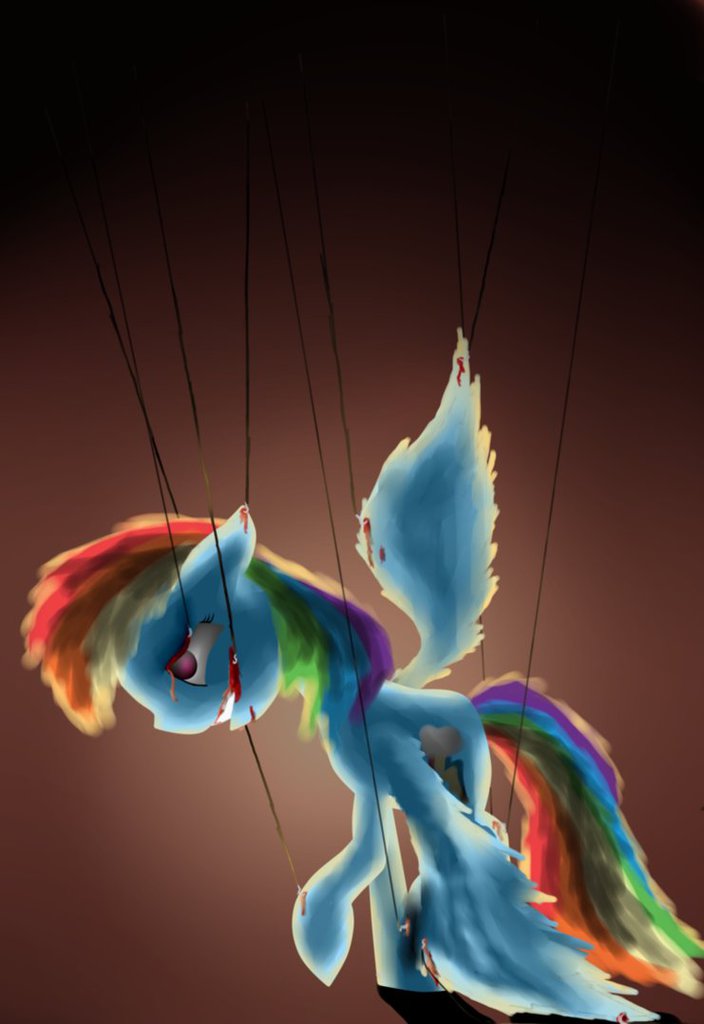#647471 - grimdark, artist:baldmoose, rainbow dash, blood, female, solo ...