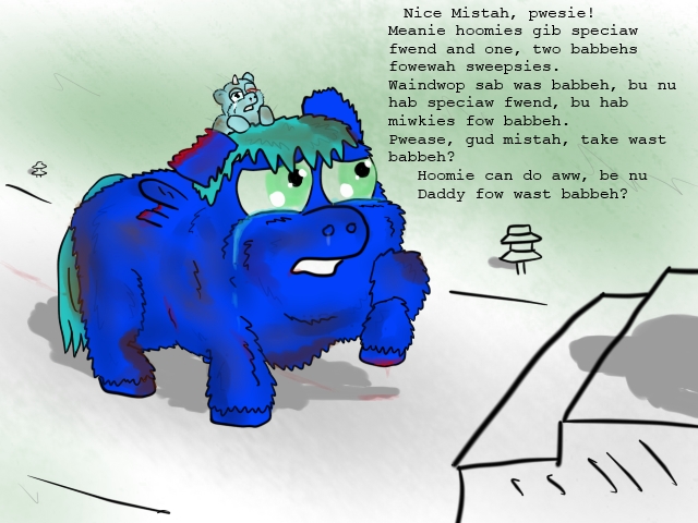 #648034 - grimdark, artist:big baybeh, fluffy pony, crying, fluffy pony ...