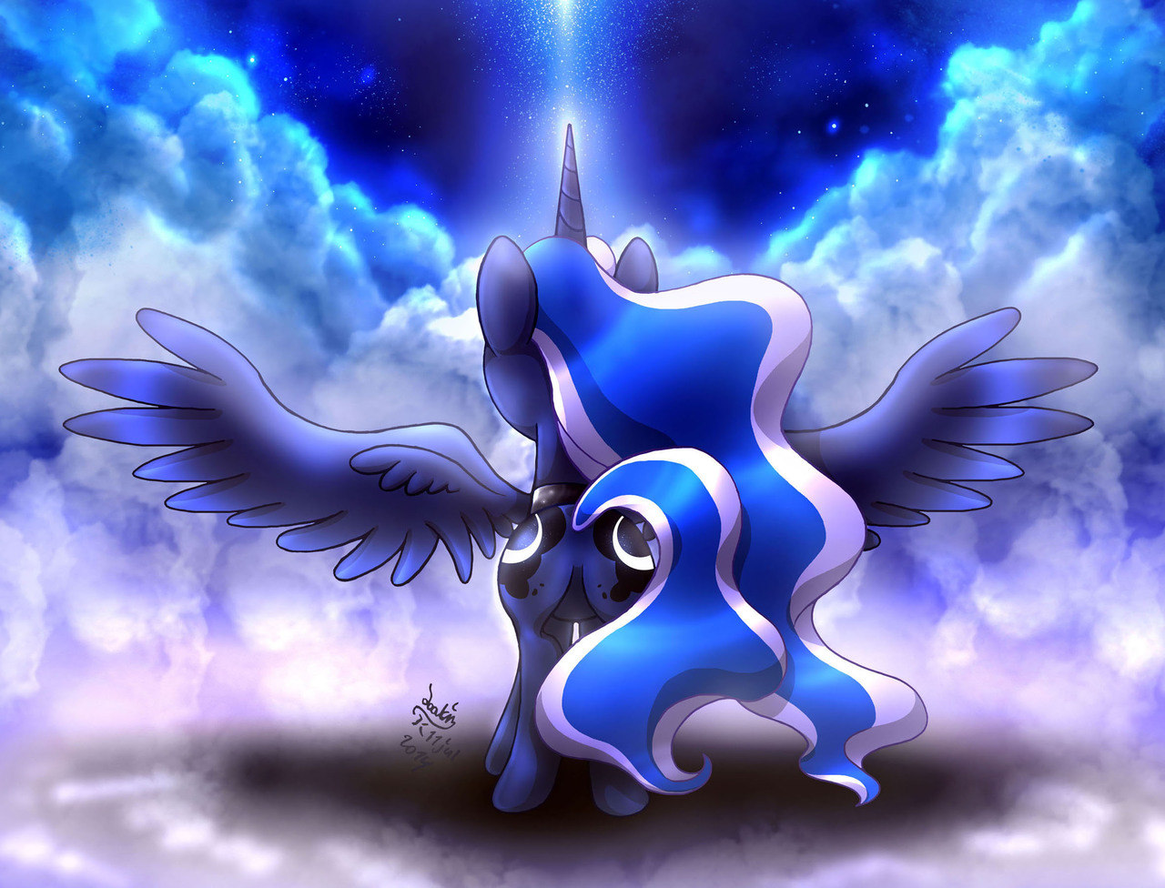 #672888 - safe, artist:joakaha, princess luna, cloud, cloudy, female ...