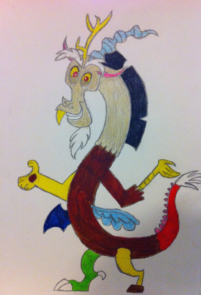 #666104 - safe, artist:anime-fan001, discord, g4, colored pencil ...