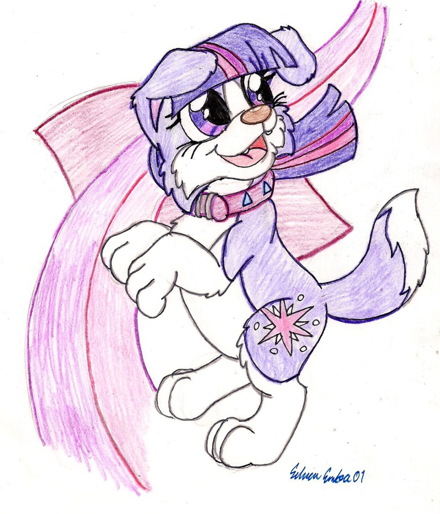 #686395 - safe, artist:silversimba01, twilight sparkle, dog, collar ...
