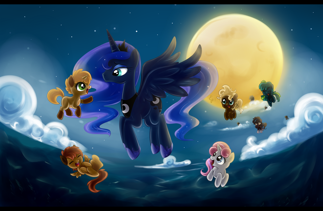 #687030 - safe, artist:exceru-karina, princess luna, oc, oc:gari, oc ...