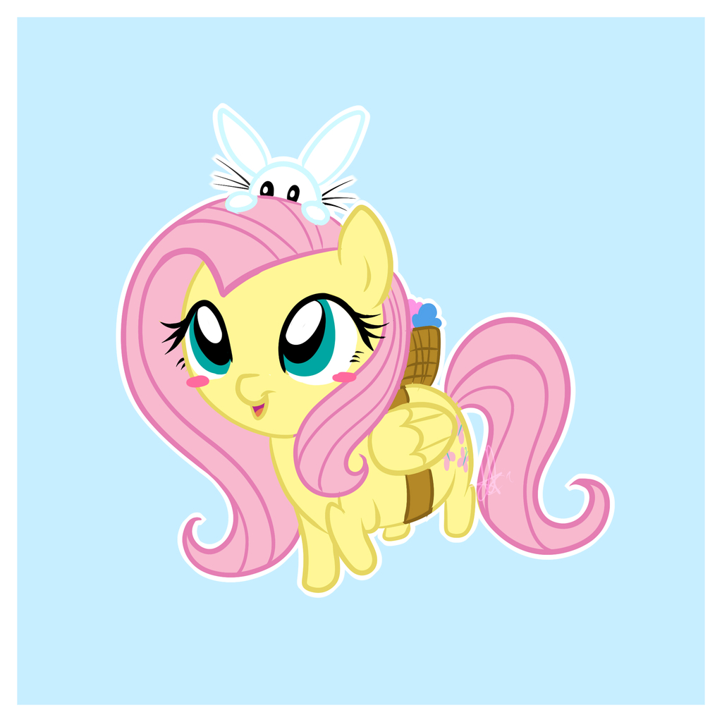 #687934 - safe, artist:xwhitedreamsx, angel bunny, fluttershy, chibi ...
