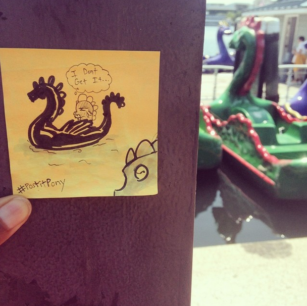 #698303 - safe, artist:postitpony, spike, sticky note, traditional art ...