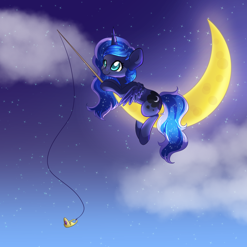 #689673 - safe, artist:rue-willings, princess luna, g4, crescent moon ...
