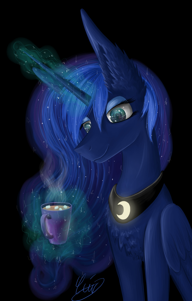 #703996 - safe, artist:luvvandra, princess luna, g4, chest fluff ...