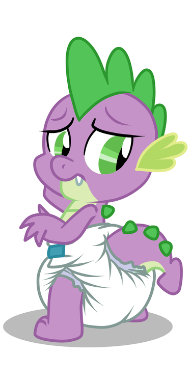 #704319 - safe, artist:fillyscoots42, spike, g4, diaper, non-baby in ...