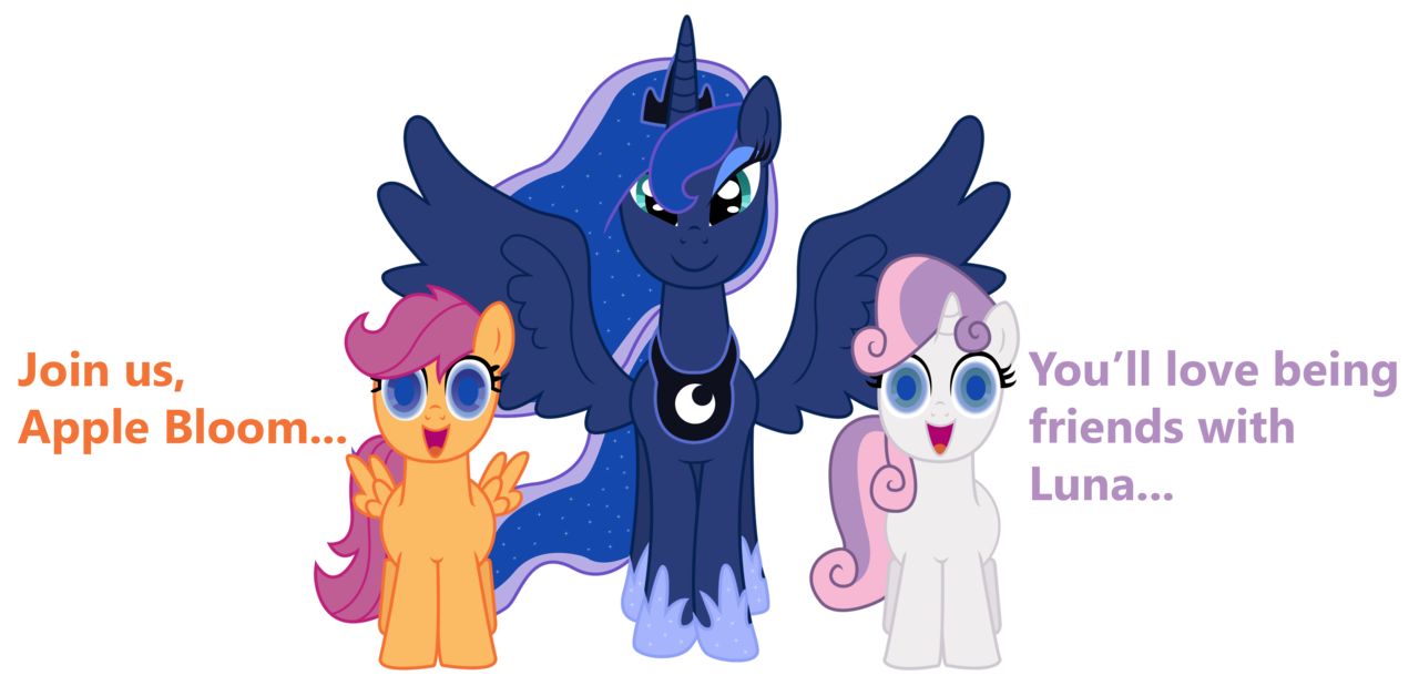 #707103 - safe, artist:vincentthecrow, princess luna, scootaloo ...