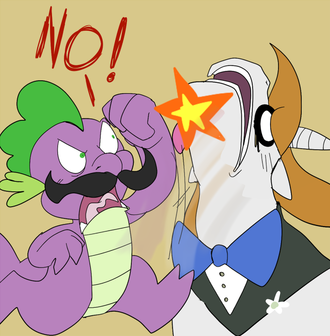 #707891 - safe, prince blueblood, spike, facial hair, moustache, punch ...