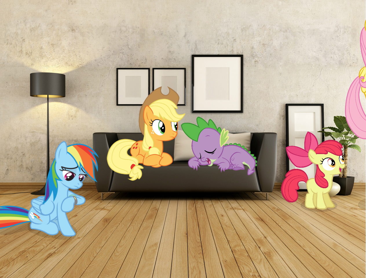 #708539 - safe, artist:djmusicandcartoons, apple bloom, applejack ...