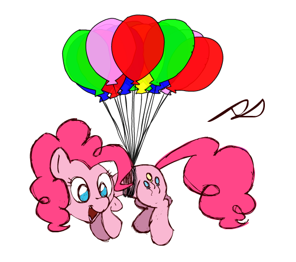 #692983 - safe, artist:aj627, pinkie pie, g4, balloon, female, floating ...