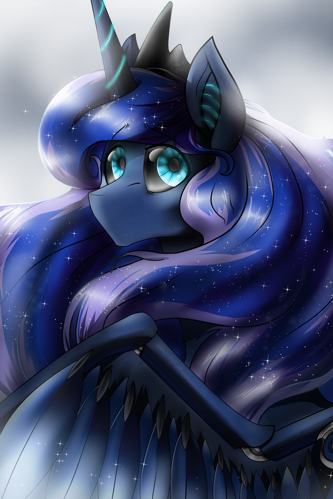 #693430 - safe, artist:skyrore1999, princess luna, pony, robot, robot ...