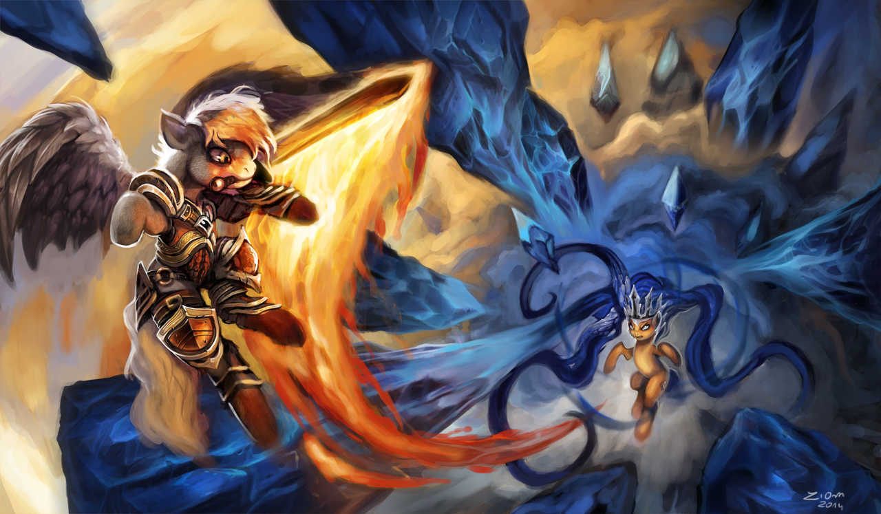 #713243 - safe, artist:ziom05, derpy hooves, oc, oc:windigo queen ...