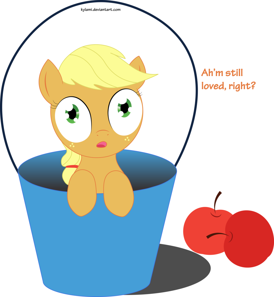 #720057 - safe, artist:kylami, applejack, g4, absurd resolution, apple, bucket, female, filly ...
