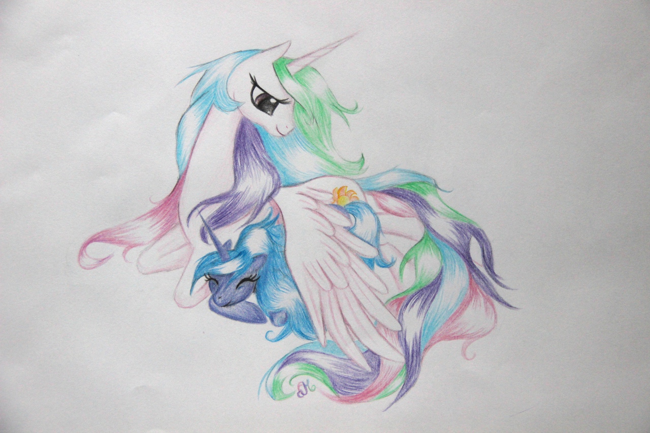 #732135 - safe, artist:ablm, princess celestia, princess luna, g4, eyes ...