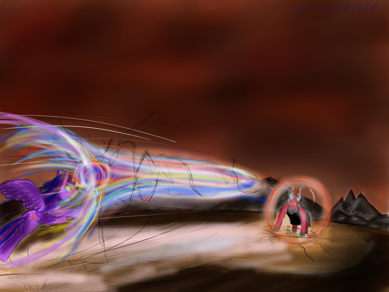 #714998 - safe, artist:bluenight01, lord tirek, twilight sparkle ...