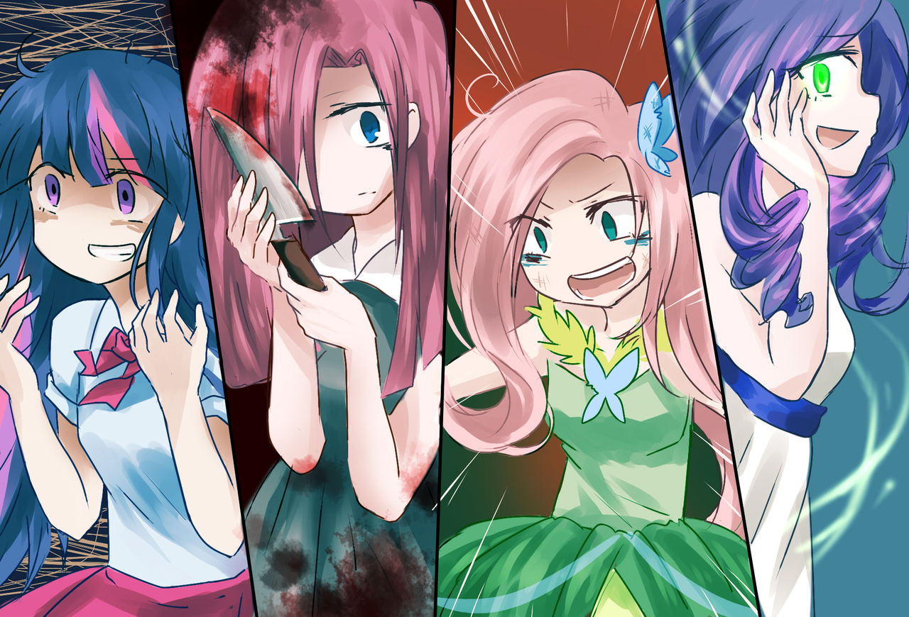 #717822 - semi-grimdark, artist:blackcat01, artist:r-1629, fluttershy ...