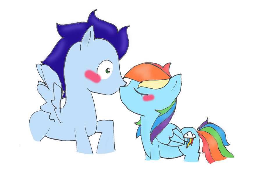 #807087 - safe, artist:annehairball, rainbow dash, soarin', blushing ...