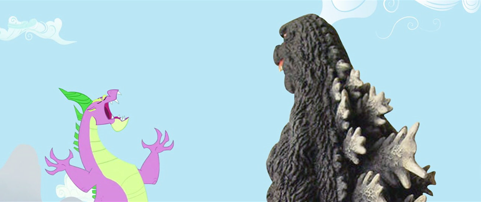 #809255 - safe, artist:toucanldm, spike, kaiju, g4, crossover, godzilla ...