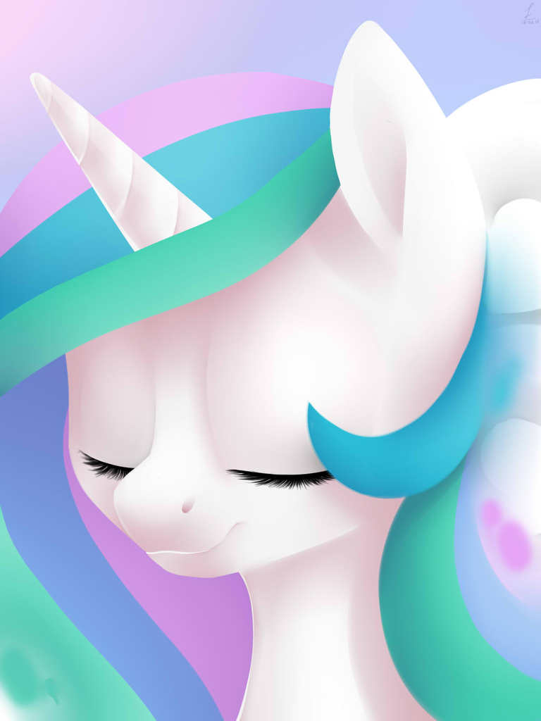 #809259 - safe, artist:lemurfm, princess celestia, eyes closed, female ...