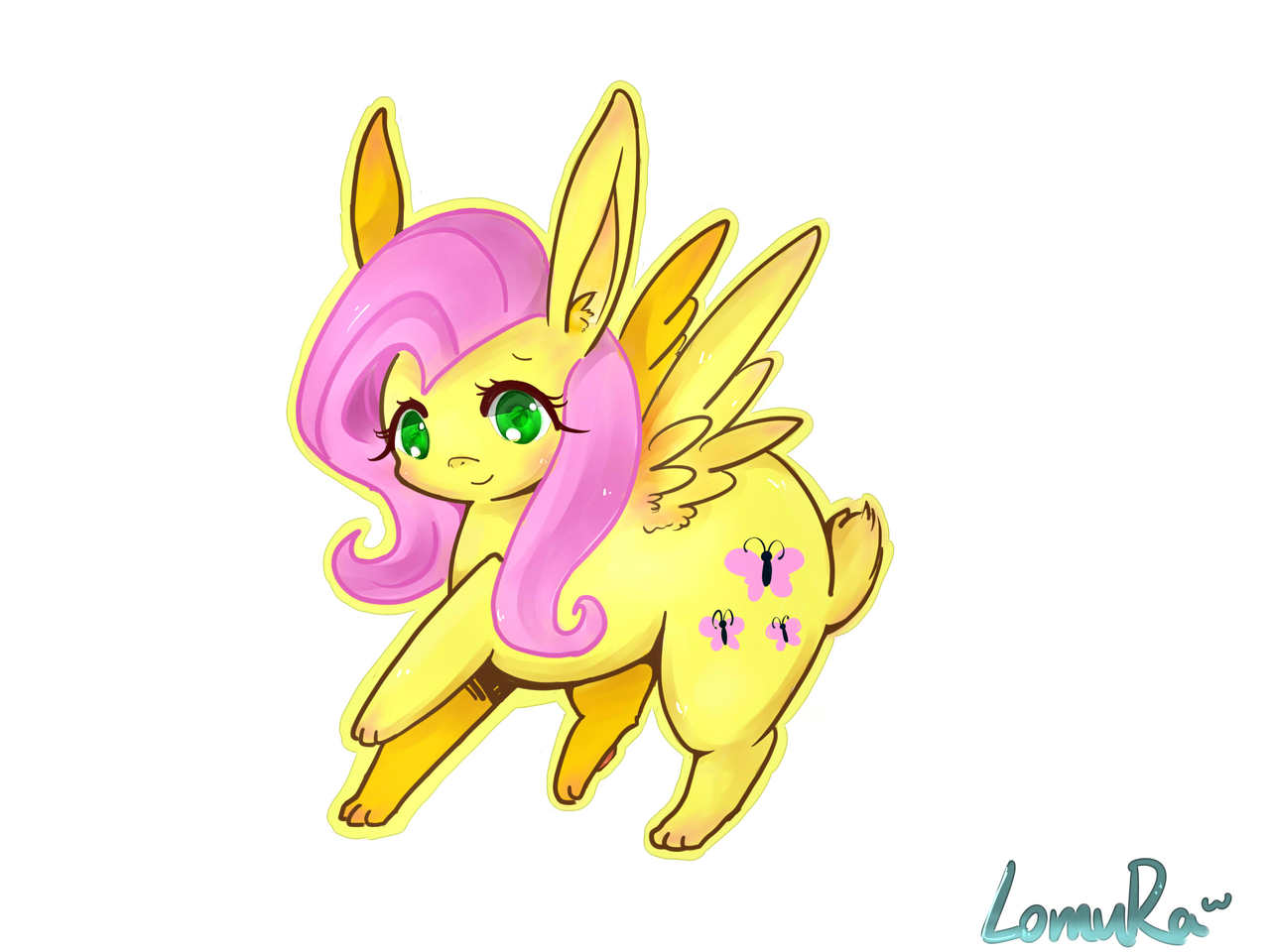#797989 - safe, artist:lomura, fluttershy, rabbit, g4, bunnified ...