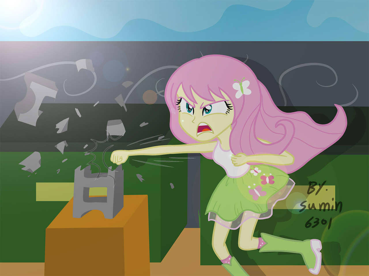 #810659 - safe, artist:sumin6301, fluttershy, equestria girls, angry ...