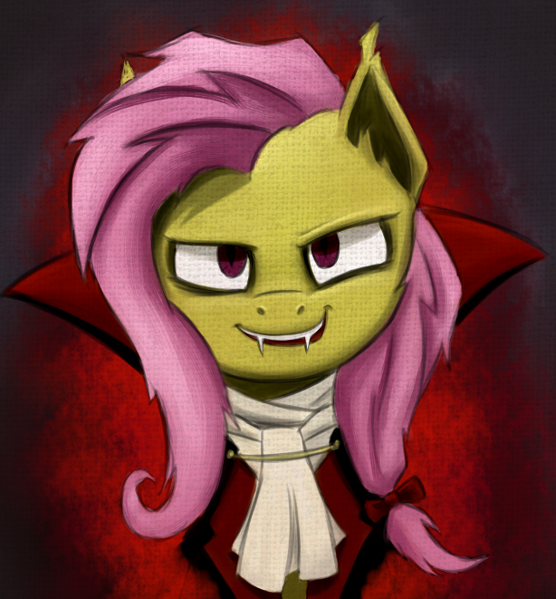#798733 - safe, artist:dryayberg, fluttershy, pony, vampire, g4, fangs ...