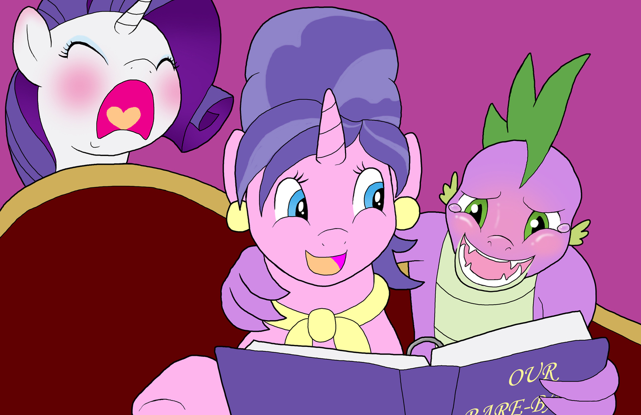 #802642 - safe, artist:bico-kun, cookie crumbles, rarity, spike, g4 ...