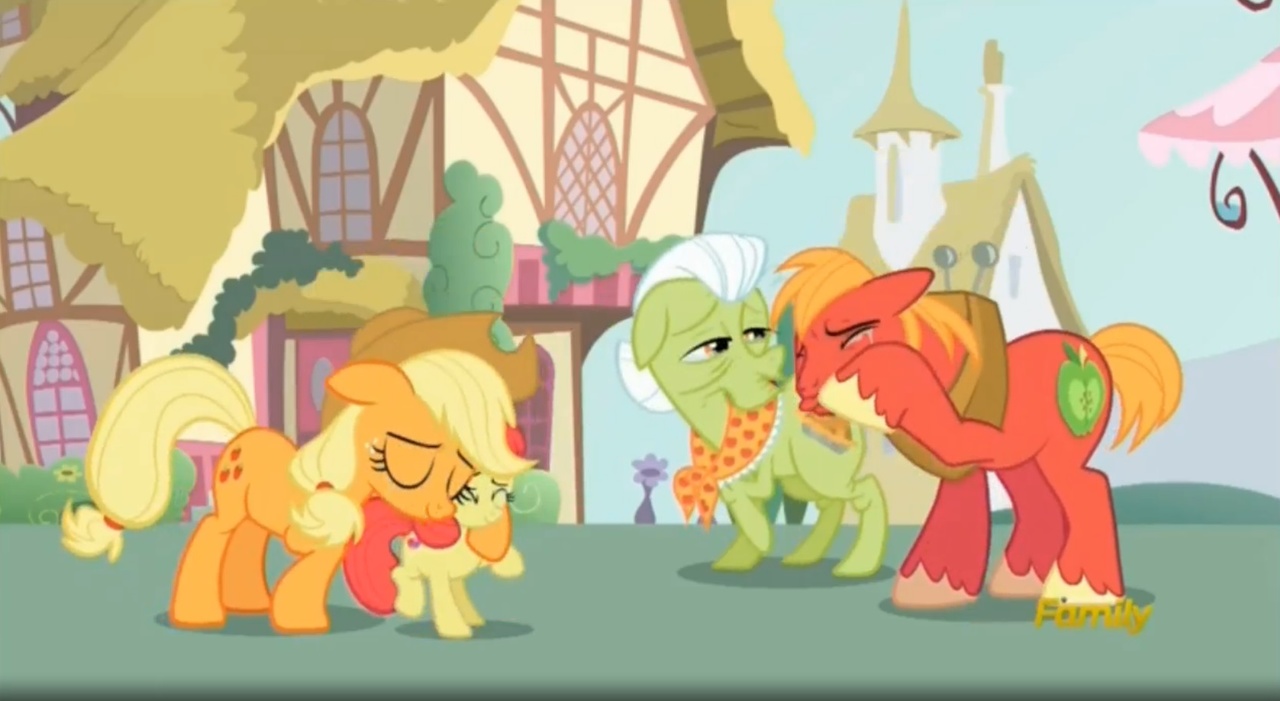 #998703 - safe, screencap, apple bloom, applejack, big macintosh ...