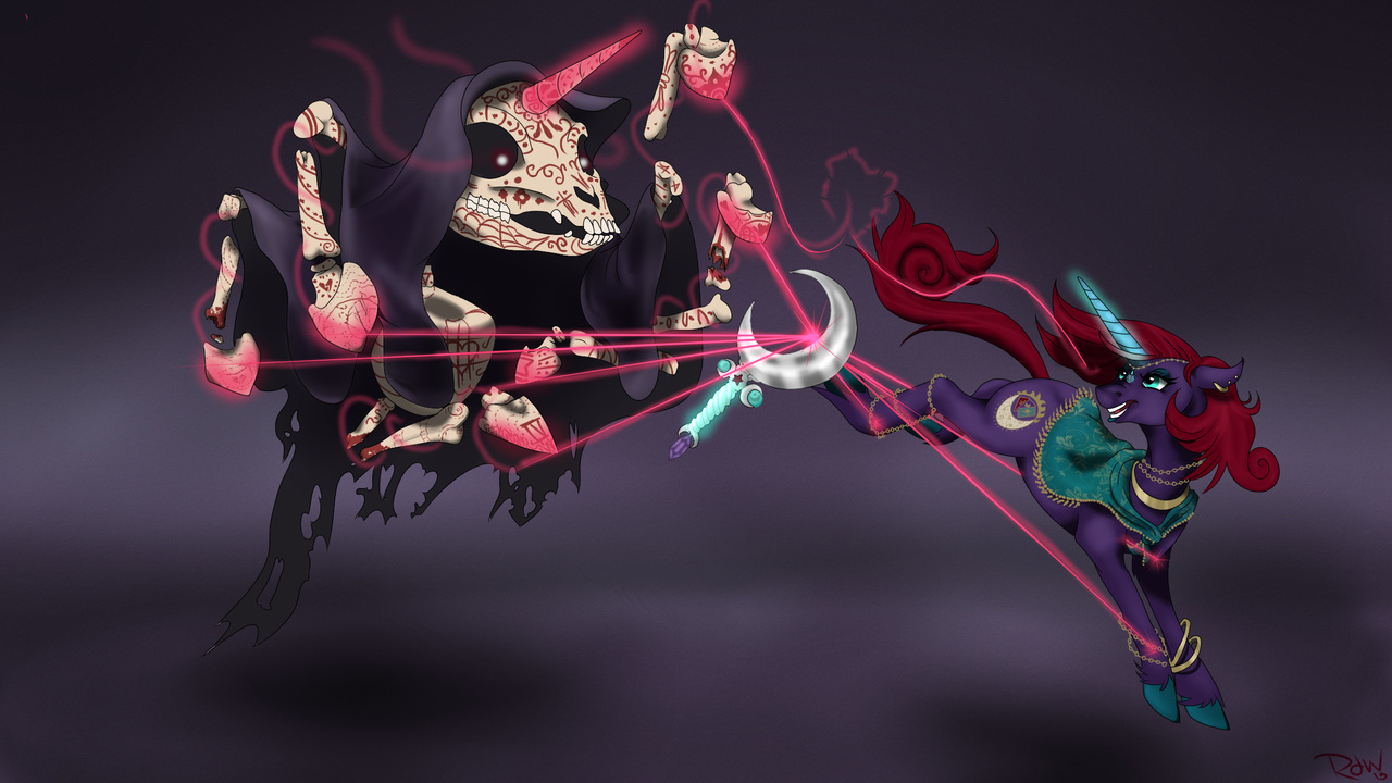 #1011951 - safe, artist:m-panther, oc, oc only, magic, skeleton ...