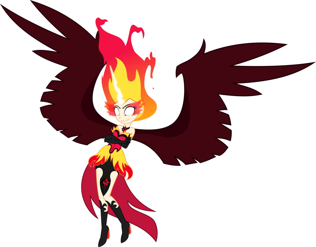 #1013593 - safe, artist:xebck, sunset shimmer, solar eclipse (au ...