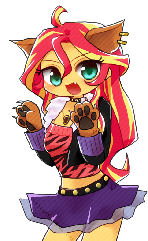 #1014136 - safe, artist:c-minded, sunset shimmer, werewolf, equestria ...