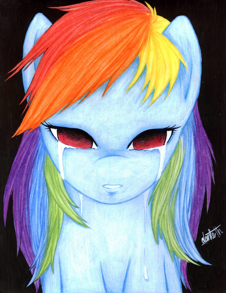 #1020880 - safe, artist:dantethehuman, rainbow dash, crying, female ...
