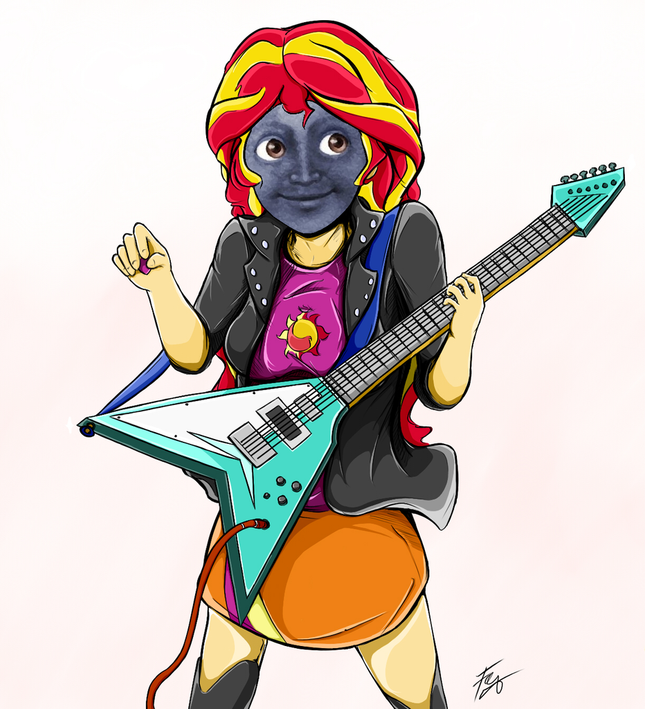 #1021175 - safe, artist:crescendolls187, edit, sunset shimmer ...