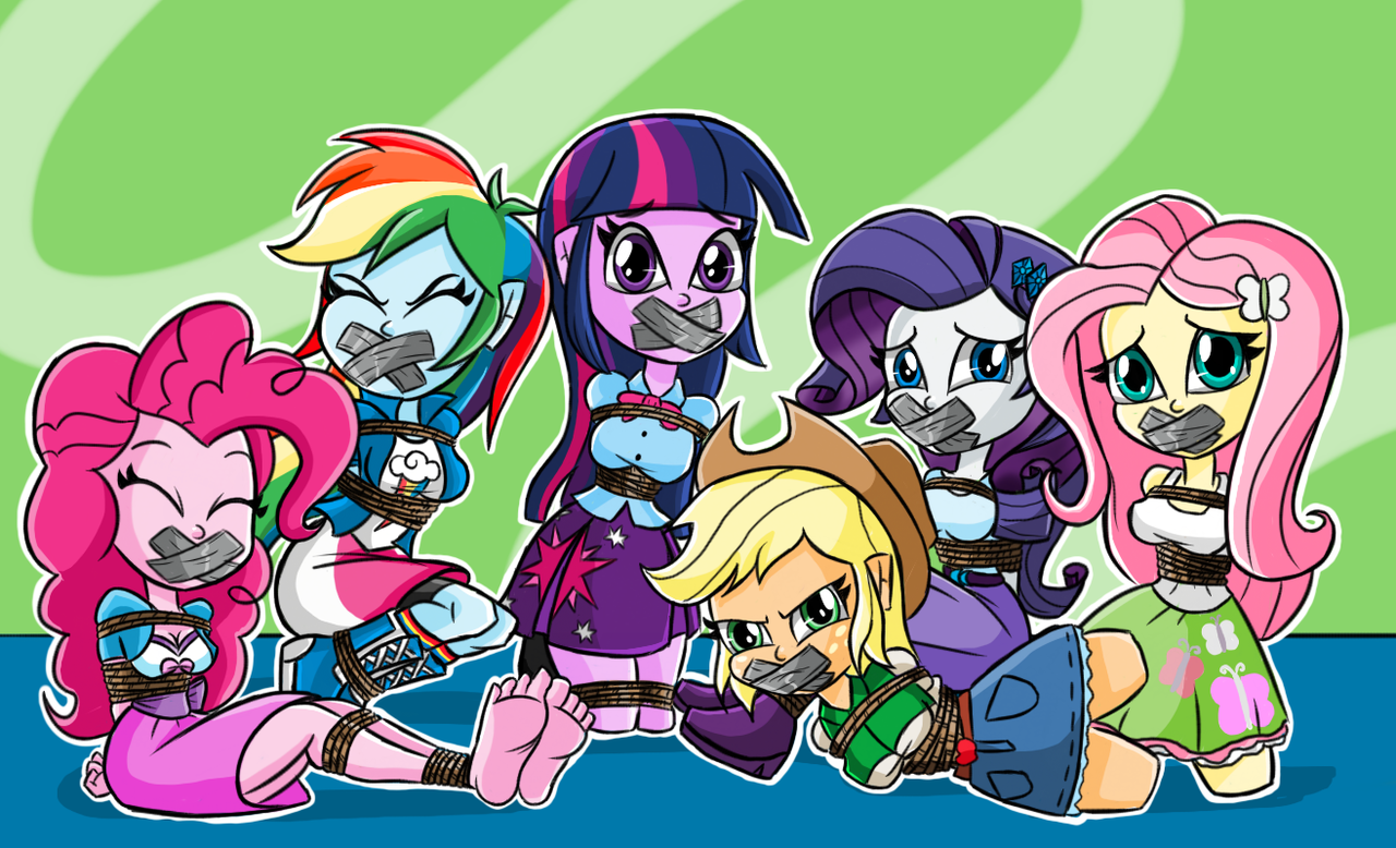 #1021915 - safe, artist:gaggeddude32, applejack, fluttershy, pinkie pie ...