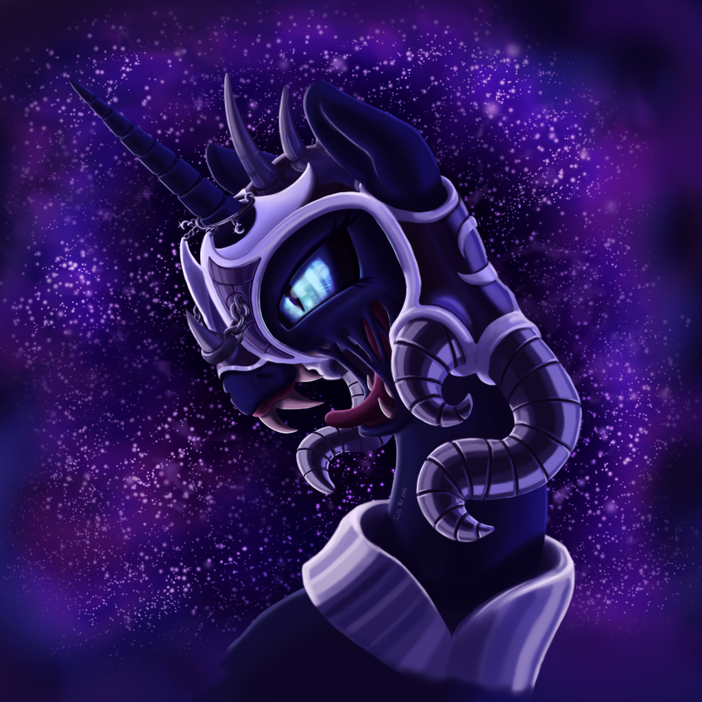 #1023083 - semi-grimdark, artist:skodadav, nightmare moon, g4, bust ...