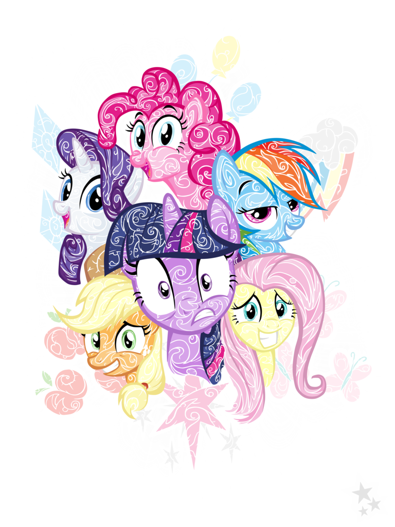 #1023132 - safe, artist:pinkius, applejack, fluttershy, pinkie pie ...