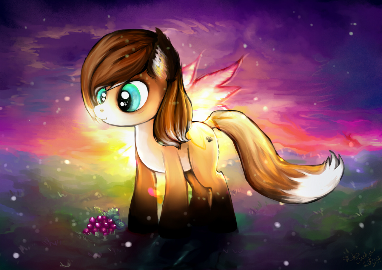 #1024857 - safe, artist:shakuchan, oc, oc only, fox, fox pony, hybrid ...