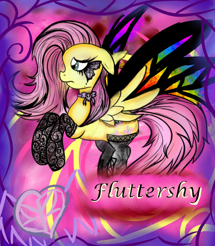#1026579 - safe, artist:animechristy, fluttershy, butterfly, g4, choker ...