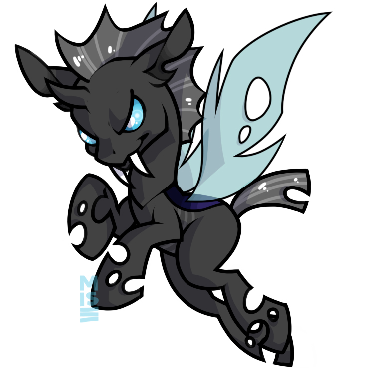 #1029767 - safe, artist:mise, oc, oc only, oc:leech, changeling, chibi ...