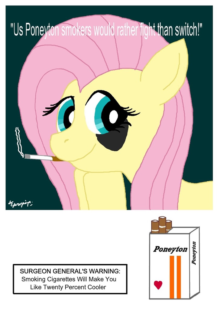 #1031045 - safe, artist:kdiati, fluttershy, g4, 20% cooler, cigarette ...