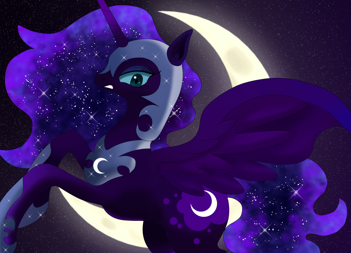 #1033913 - safe, artist:shiragariria, nightmare moon, g4, female, moon ...