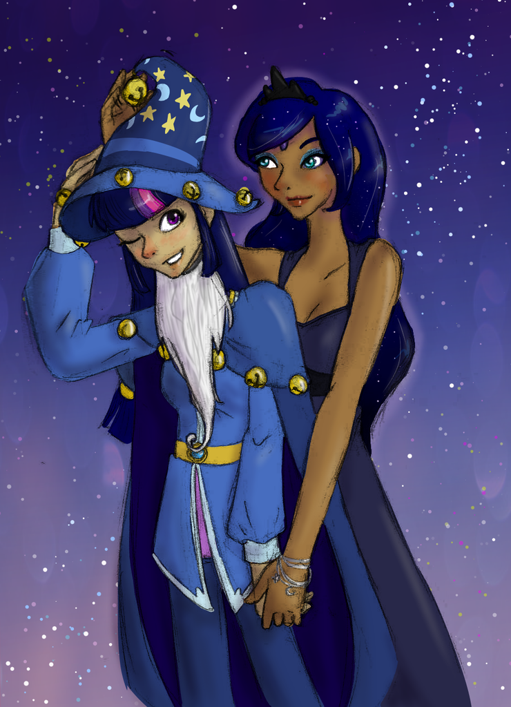 #1041119 - safe, artist:chipperpony, princess luna, twilight sparkle ...