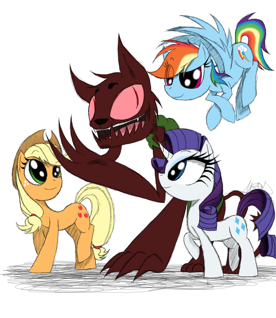 #1043374 - safe, artist:didun850, applejack, rainbow dash, rarity, oc ...