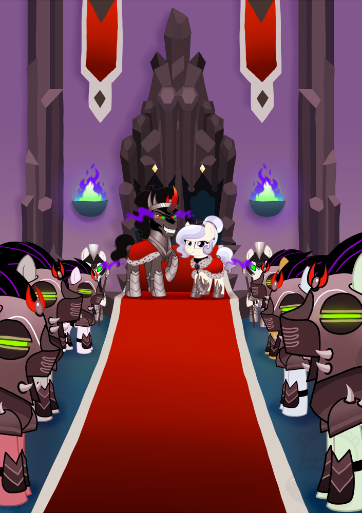 #1035475 - safe, artist:tambelon, king sombra, oc, oc:opalescent pearl ...