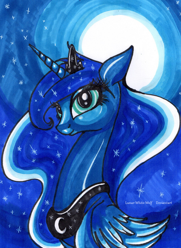 #1055950 - safe, artist:lunar-white-wolf, princess luna, female, moon ...