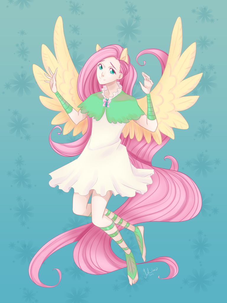 #1039112 - safe, artist:yutaila, fluttershy, human, g4, eared ...