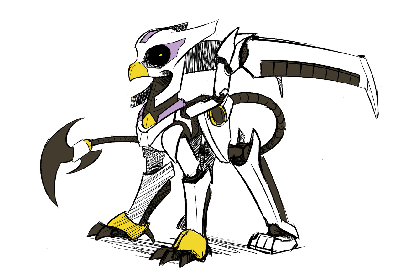 #819324 - safe, artist:underpable, griffon, robot, crossover, mega man ...