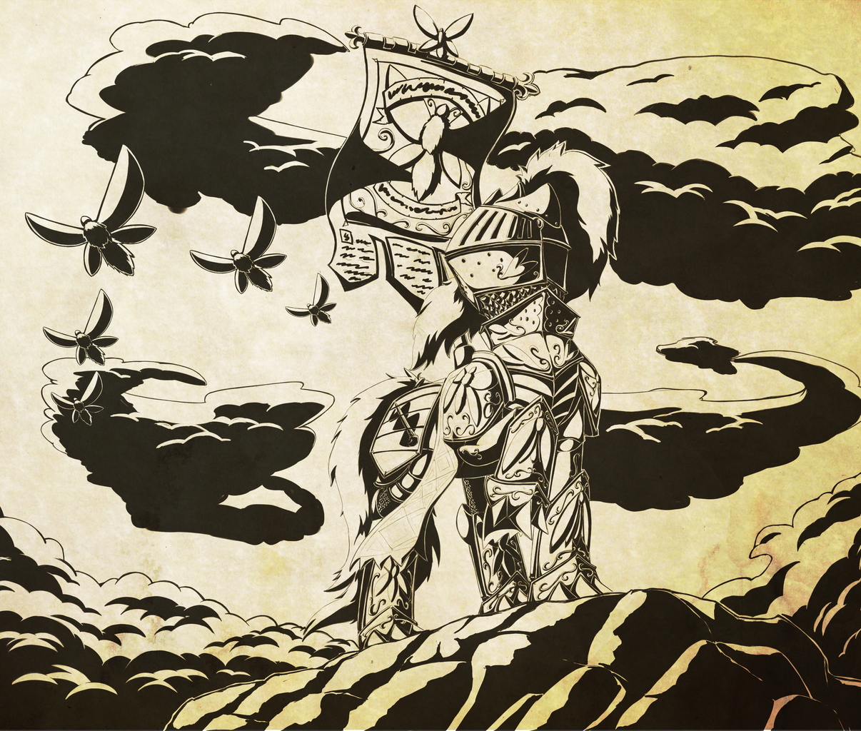 #827472 - safe, artist:otakuap, oc, oc only, moth, armor, high res ...